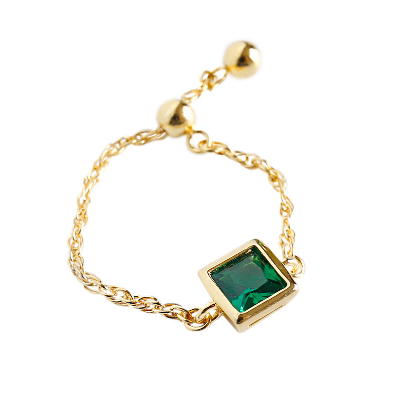 Sterling Silver Modern Adjustable Gold Emerald Bolo Ring, Fits any ...